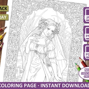 Gothic Coloring Page the Nymph's Lament Printable Download - Etsy