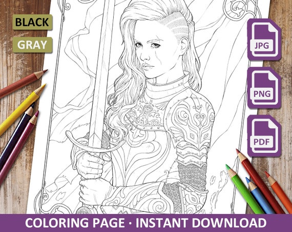 Fantasy Coloring Page by the Sword Printable Download | Etsy