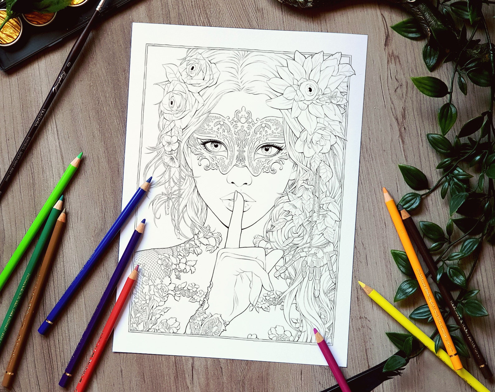 Gothic Coloring Page - Got a Secret - Printable Download - Etsy
