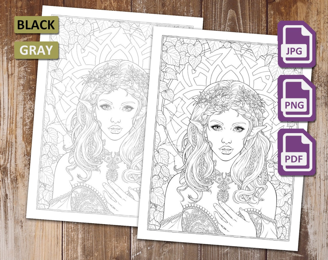 Fantasy Coloring Page Elf Seal Printable Download - Etsy