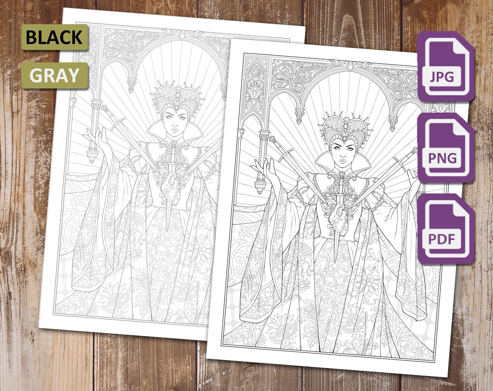 Gothic Coloring Page Cursed Heart Printable Download - Etsy
