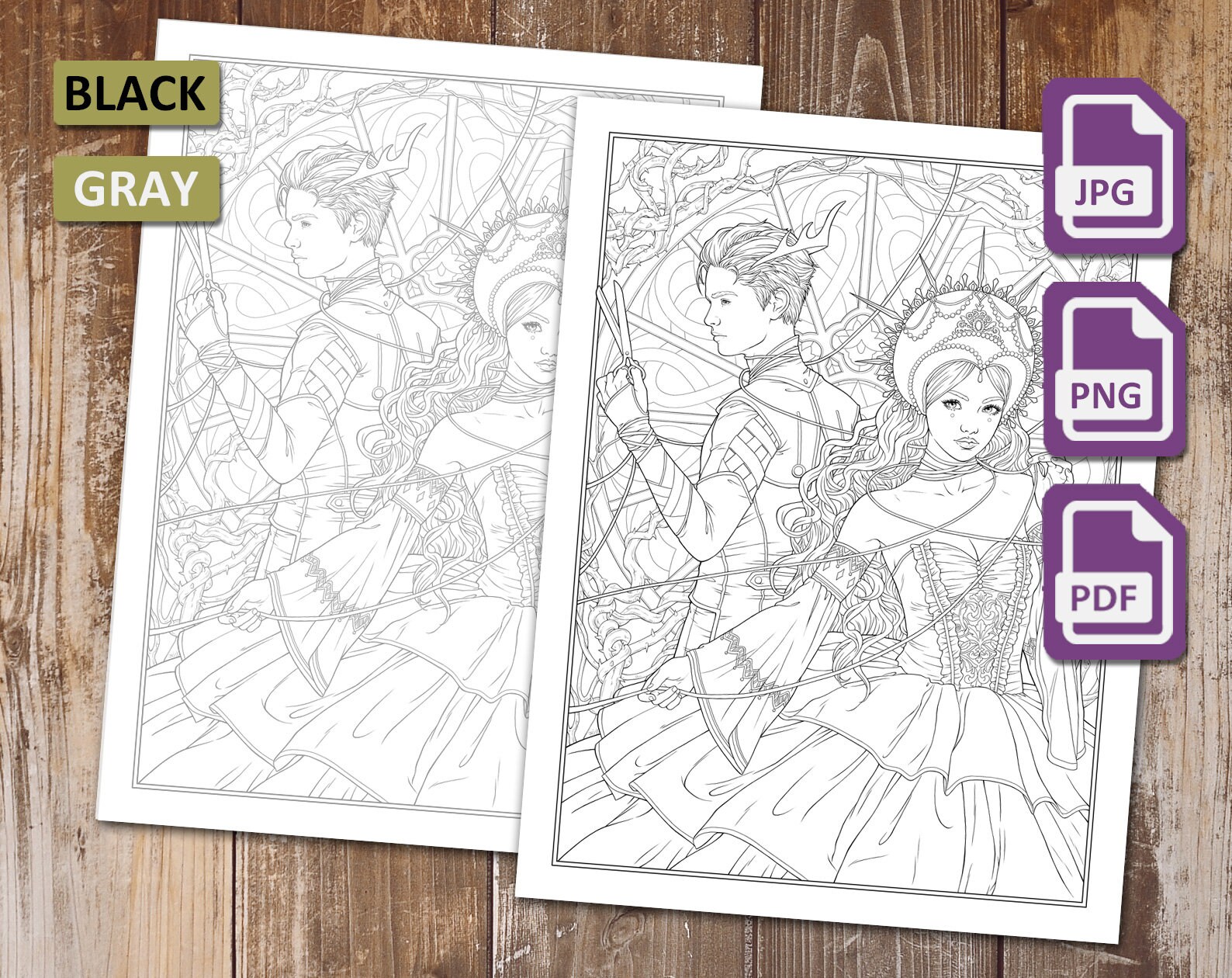 Gothic Coloring Page Thread of Fate Printable Download - Etsy