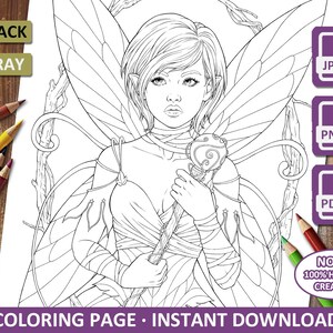 Fantasy Coloring Page Fairy Scepter Printable Download - Etsy
