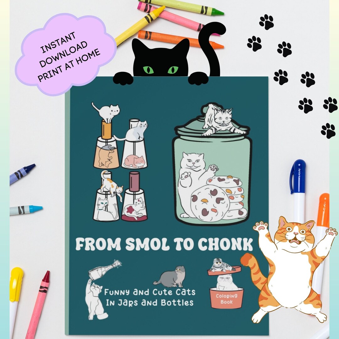 Funny Cat Coloring Book PDF Kids Colouring Sheets Printable Cute Cats ...
