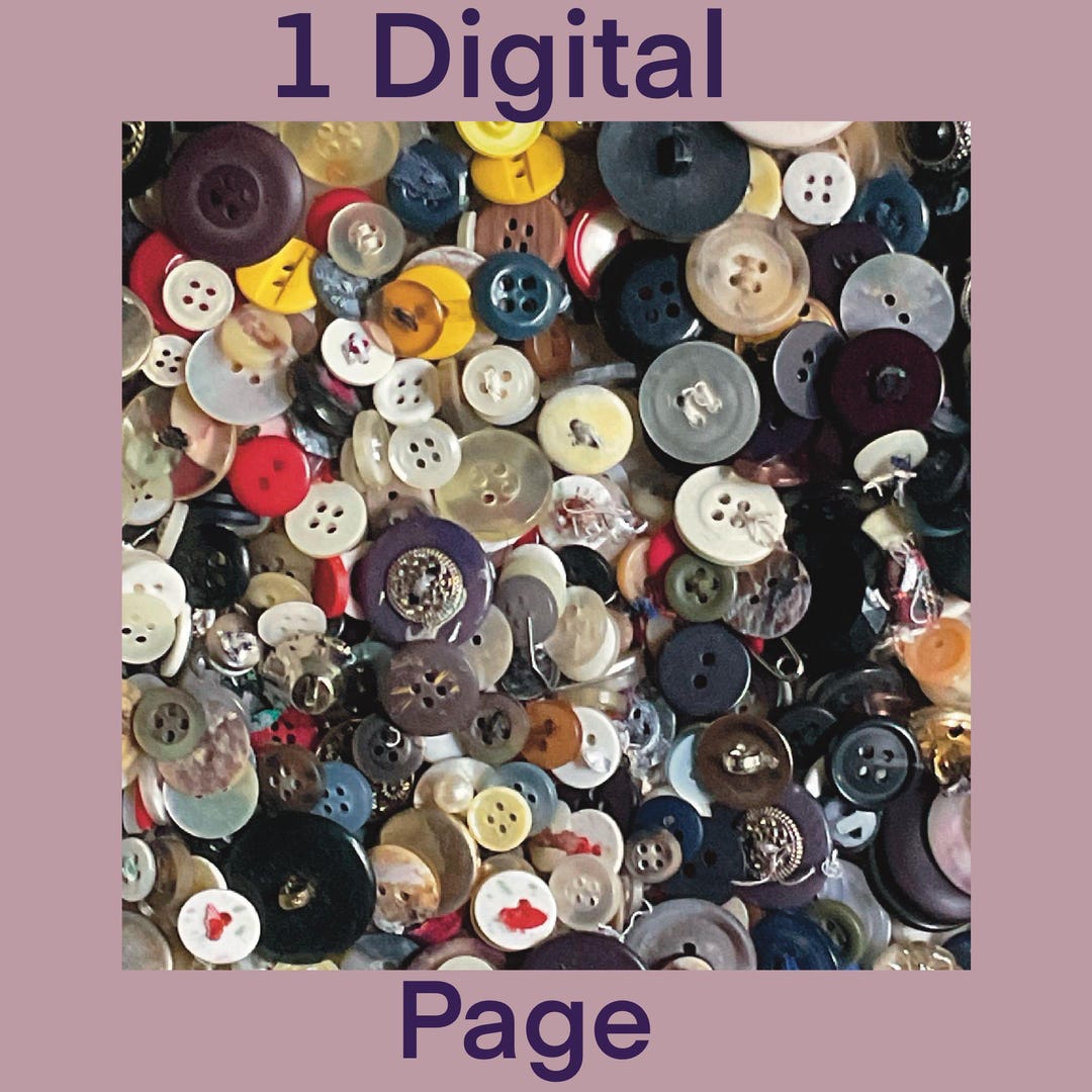 PILE OF BUTTONS 1 Digital Printable Page for Junk Journaling or Paper ...