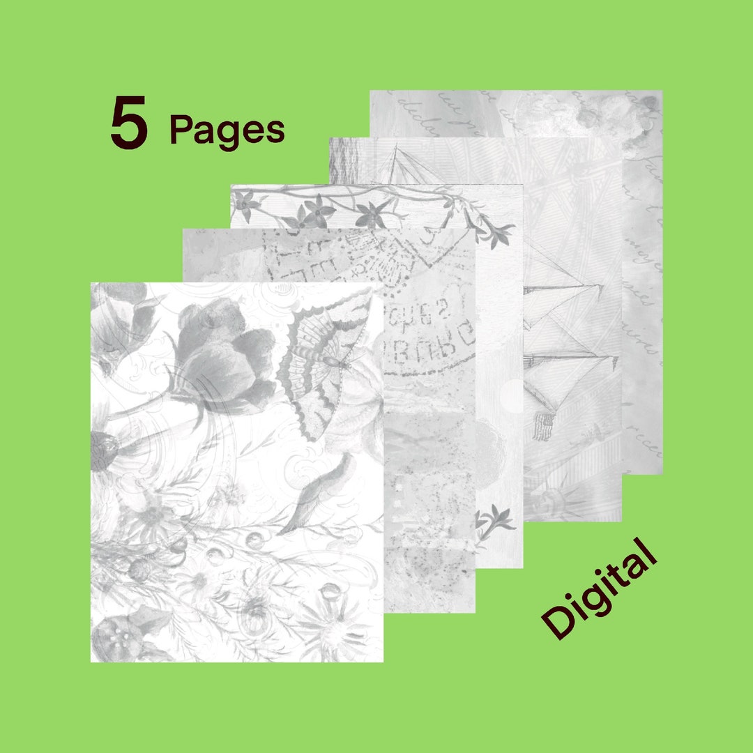 Grayscale Background Digital Printable Pages Designed to Fold in Half ...