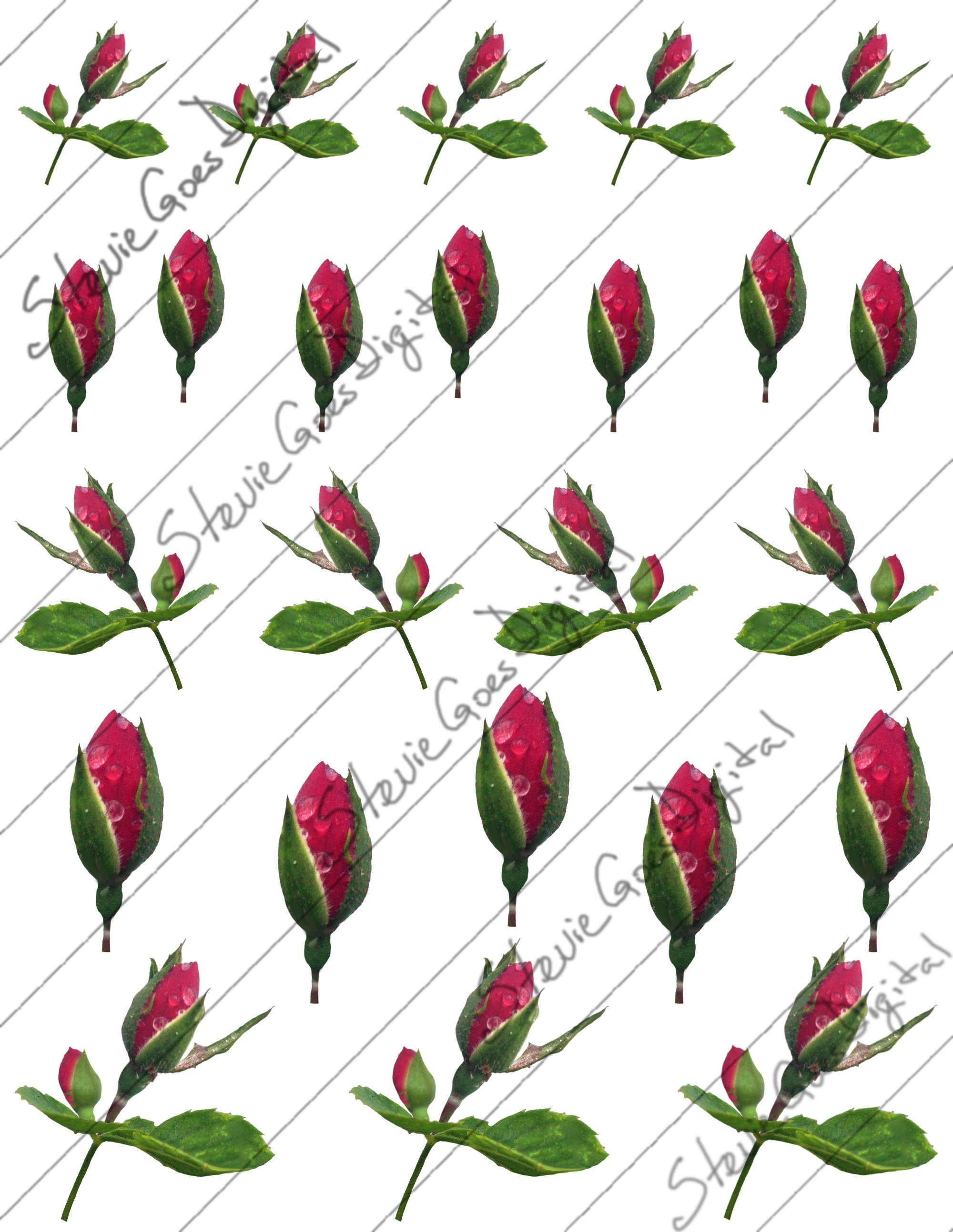 RED ROSE BUDS Printable Digital Paper for Junk Journaling - Etsy