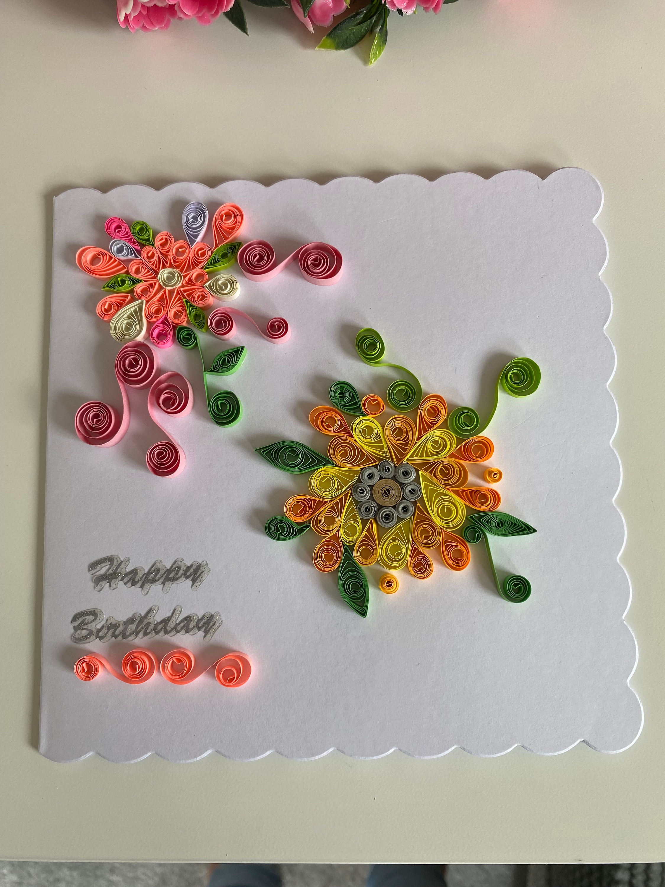 Handmade Happy Birthday Card Quilled Cards Qilling Cards - Etsy