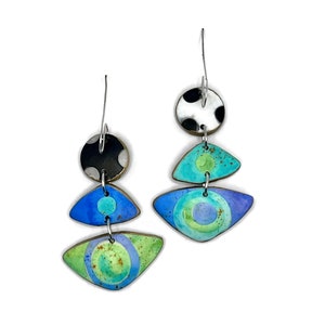 Abstract Polymer Clay Statement Earrings, Modern Polymer Clay Earrings ...