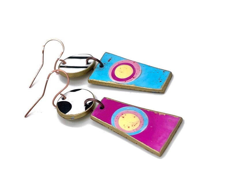 Abstract Polymer Clay Statement Earrings, Modern Polymer Clay Earrings ...