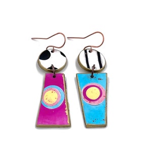 Abstract Polymer Clay Statement Earrings, Modern Polymer Clay Earrings ...