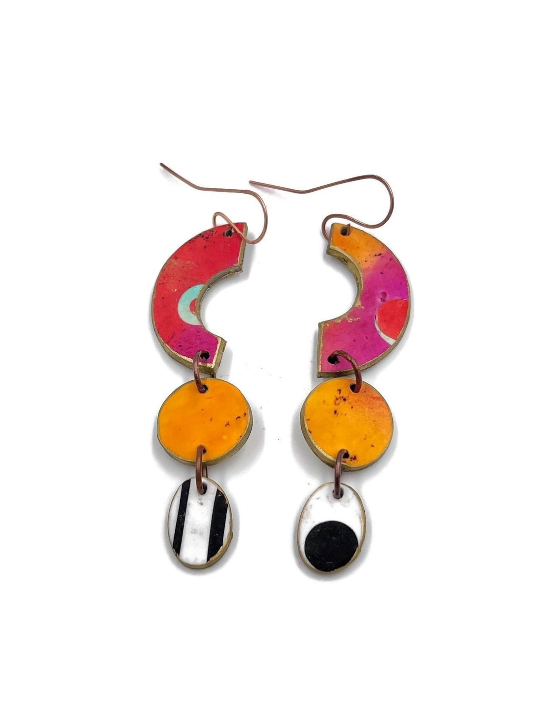 Abstract Polymer Clay Statement Earrings Modern Polymer Clay - Etsy