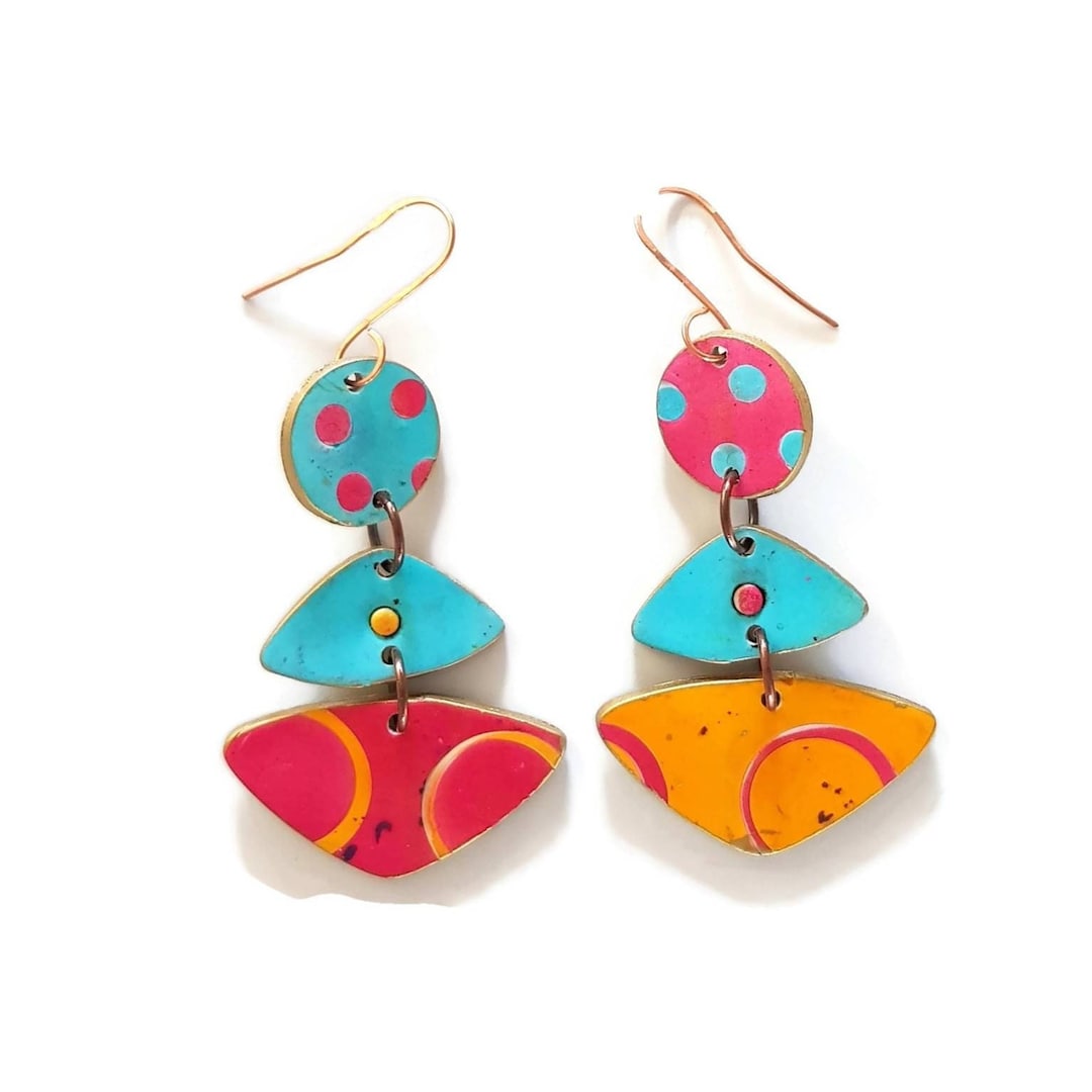 Abstract Polymer Clay Statement Earrings Modern Polymer Clay - Etsy