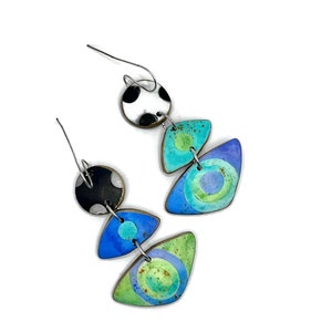 Abstract Polymer Clay Statement Earrings, Modern Polymer Clay Earrings ...