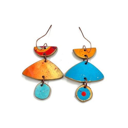 Abstract Polymer Clay Statement Earrings Modern Polymer Clay - Etsy