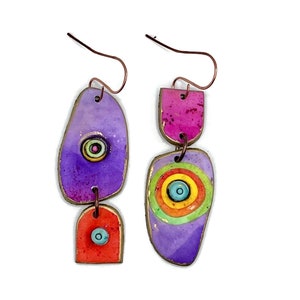 Abstract Polymer Clay Statement Earrings, Modern Polymer Clay Earrings ...