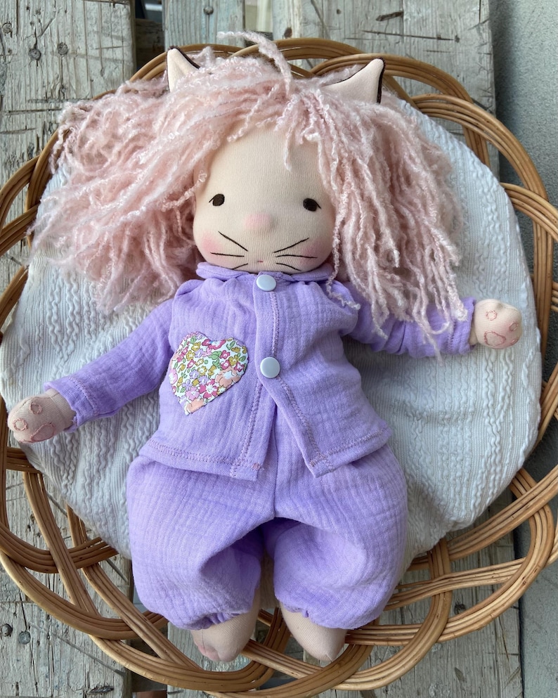 Waldorf Baby Doll 16 Inch – Kitten Cat Custom Handmade Steiner Doll - Etsy