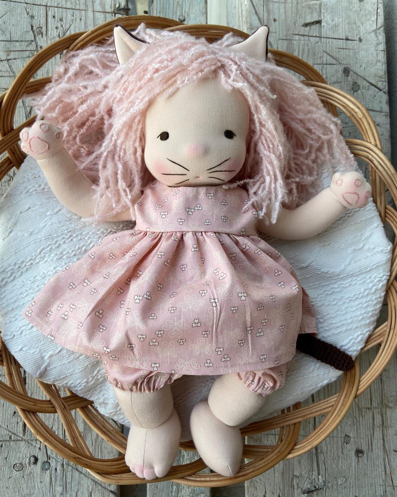 Waldorf Baby Doll 16 Inch – Kitten Cat Custom Handmade Steiner Doll - Etsy