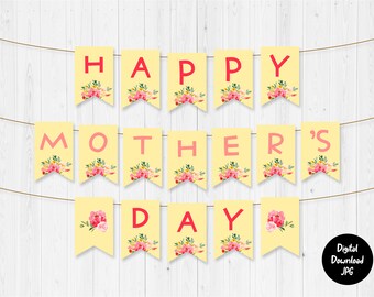 Mother's Day Banner Floral, Flower Banner, Happy Mother's Day, Pink ...
