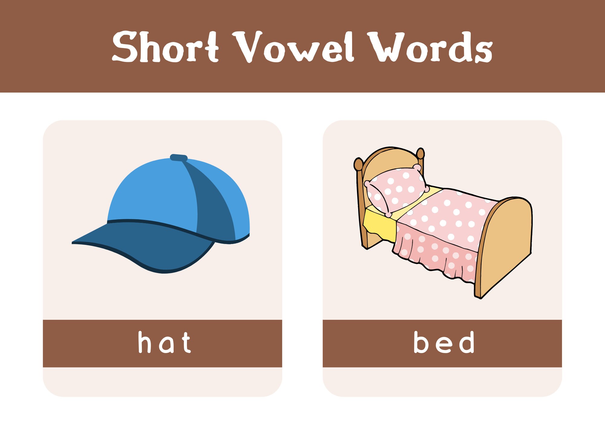 Short Vowel Words pack of 7 Flash Cards for Kids - Etsy