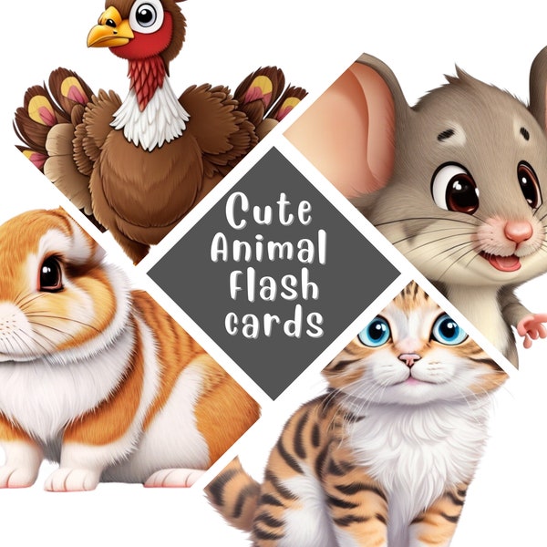 Animal Flash Cards - Etsy