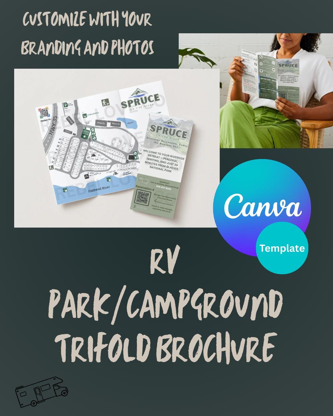 RV Park Campground Brochure Template: Trifold Business Flyer (digital ...