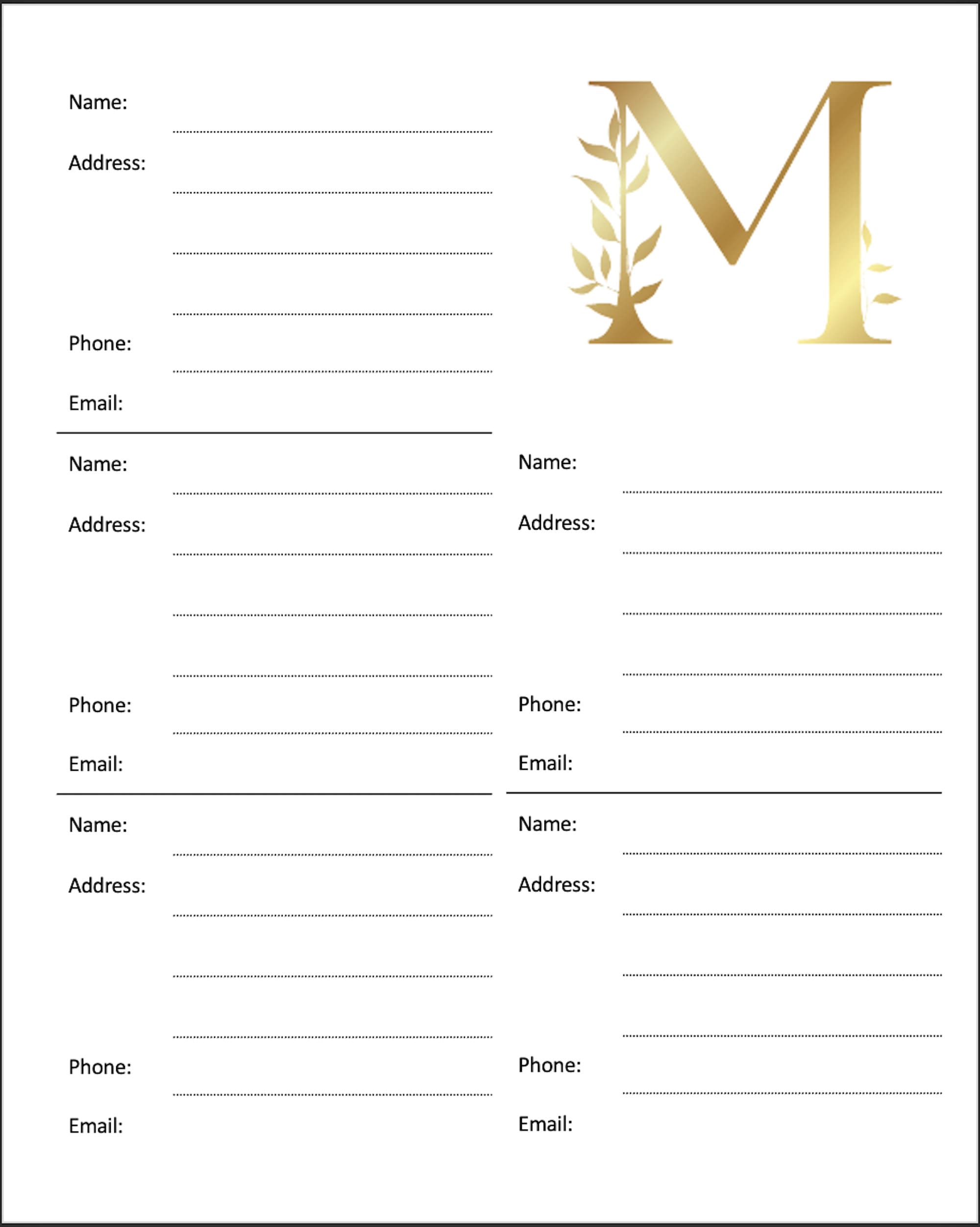Printable Address Book, Downloadable - Etsy