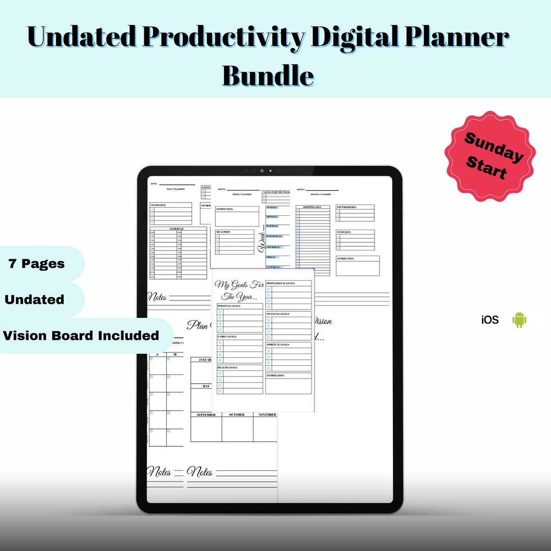 Undated Planner | Yearly Planner | Monthly Planner | Daily Planner ...