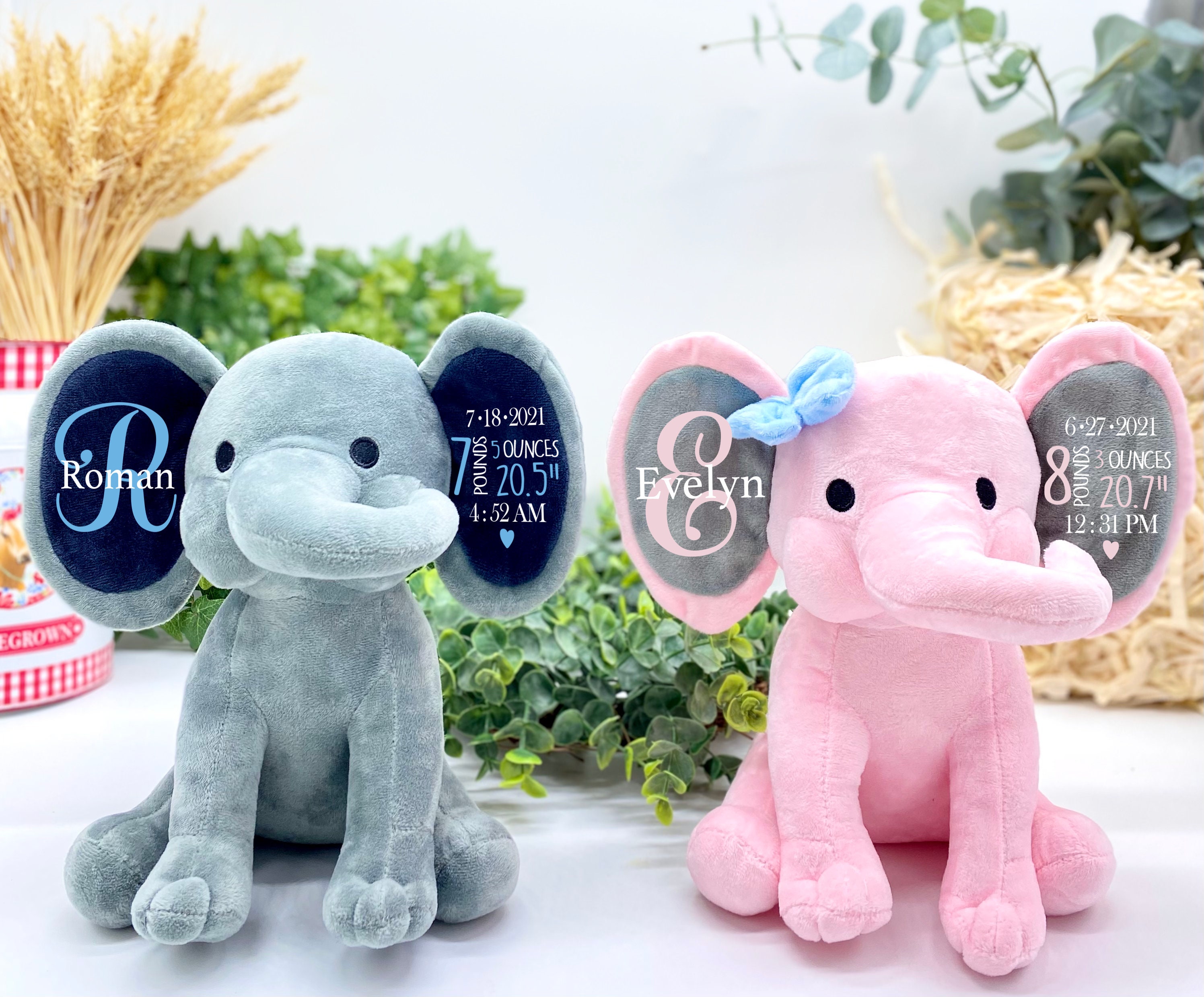 Birth Announcement Elephant - Birth Stat Elephant, Keepsake Elephant ...