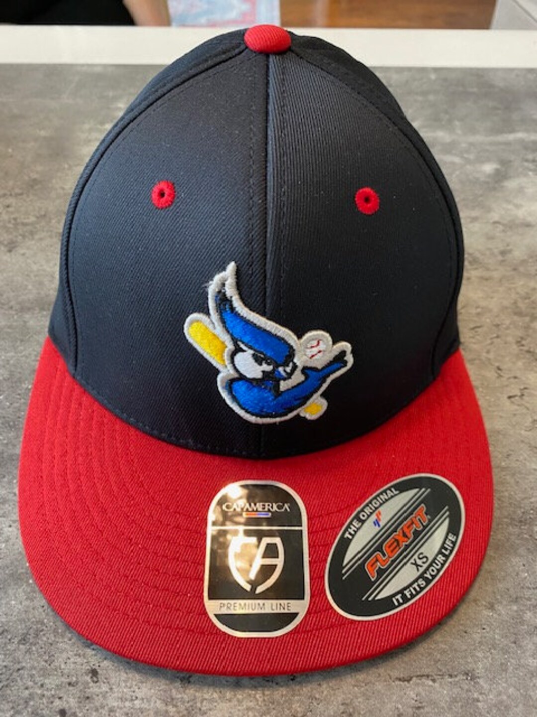 Cap Amercia Blue Jays Baseball Bird, Bat, and Ball Flexfit Hat ---black ...