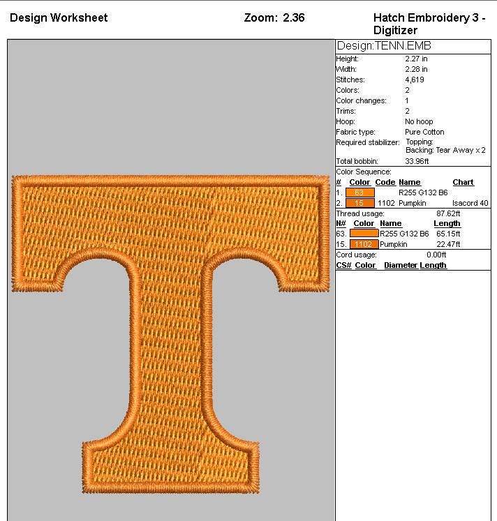 Tennessee Volunteers T Logo Embroidery Digitizer File - Etsy