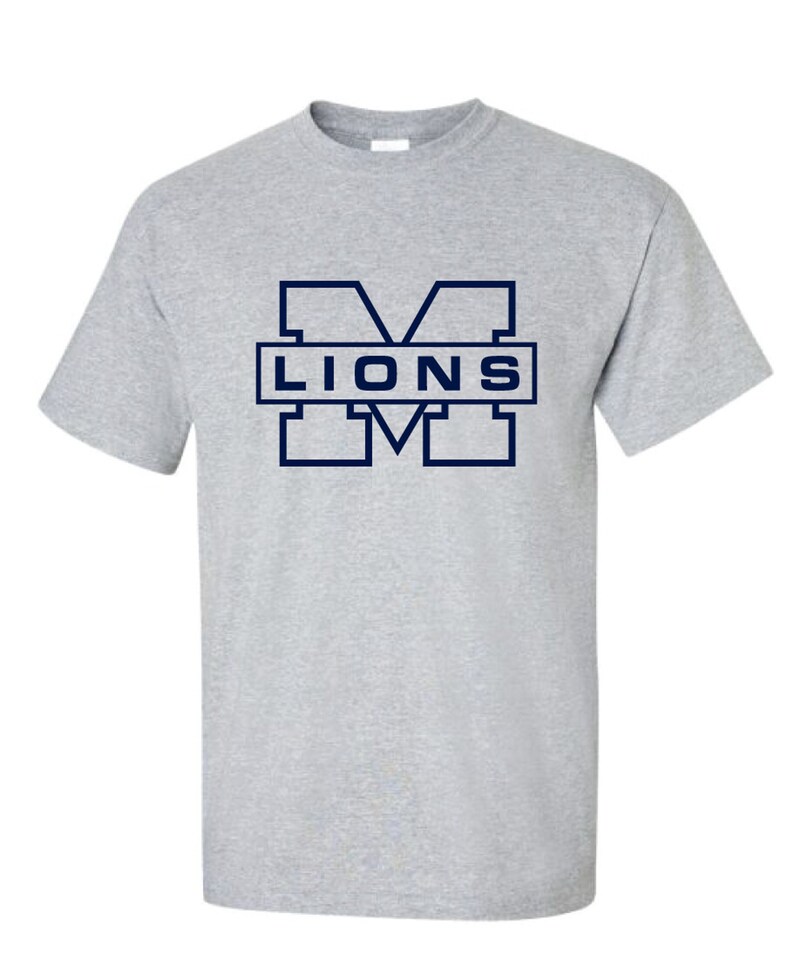 Mckinney High School Lions Big M Bar Blue Ink M T-shirt ....short ...