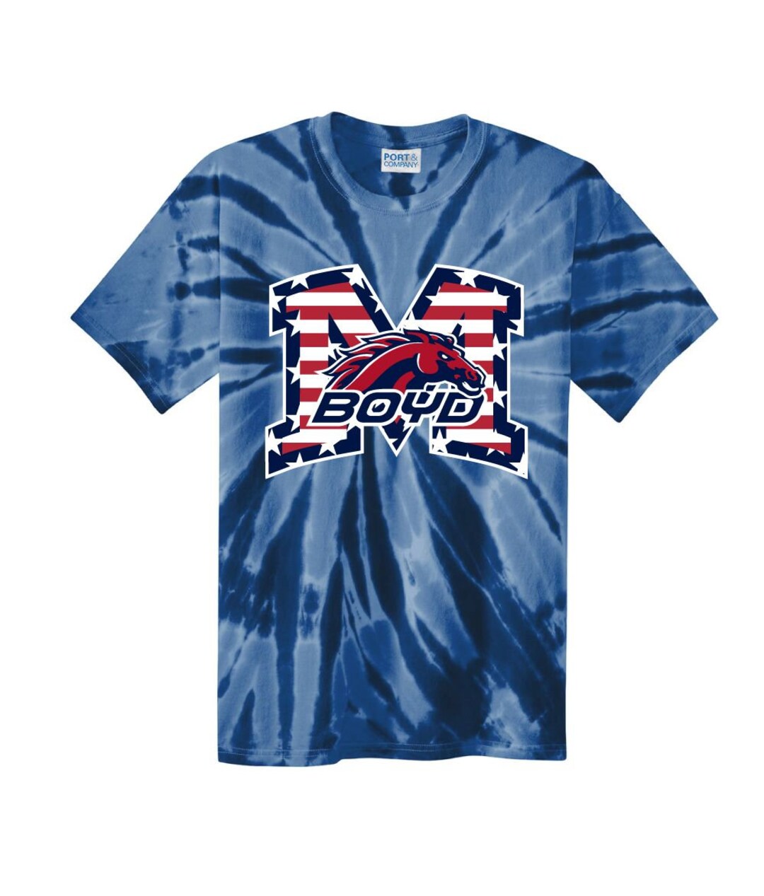 Mckinney Boyd High School Boyd Broncos Large M USA Flag Logo Tie-dye ...