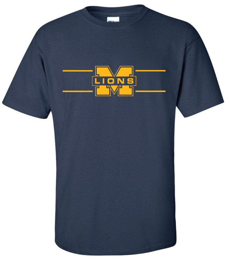 Mckinney High School Lions M Lions Logo Lines T-shirt ....short or Long ...