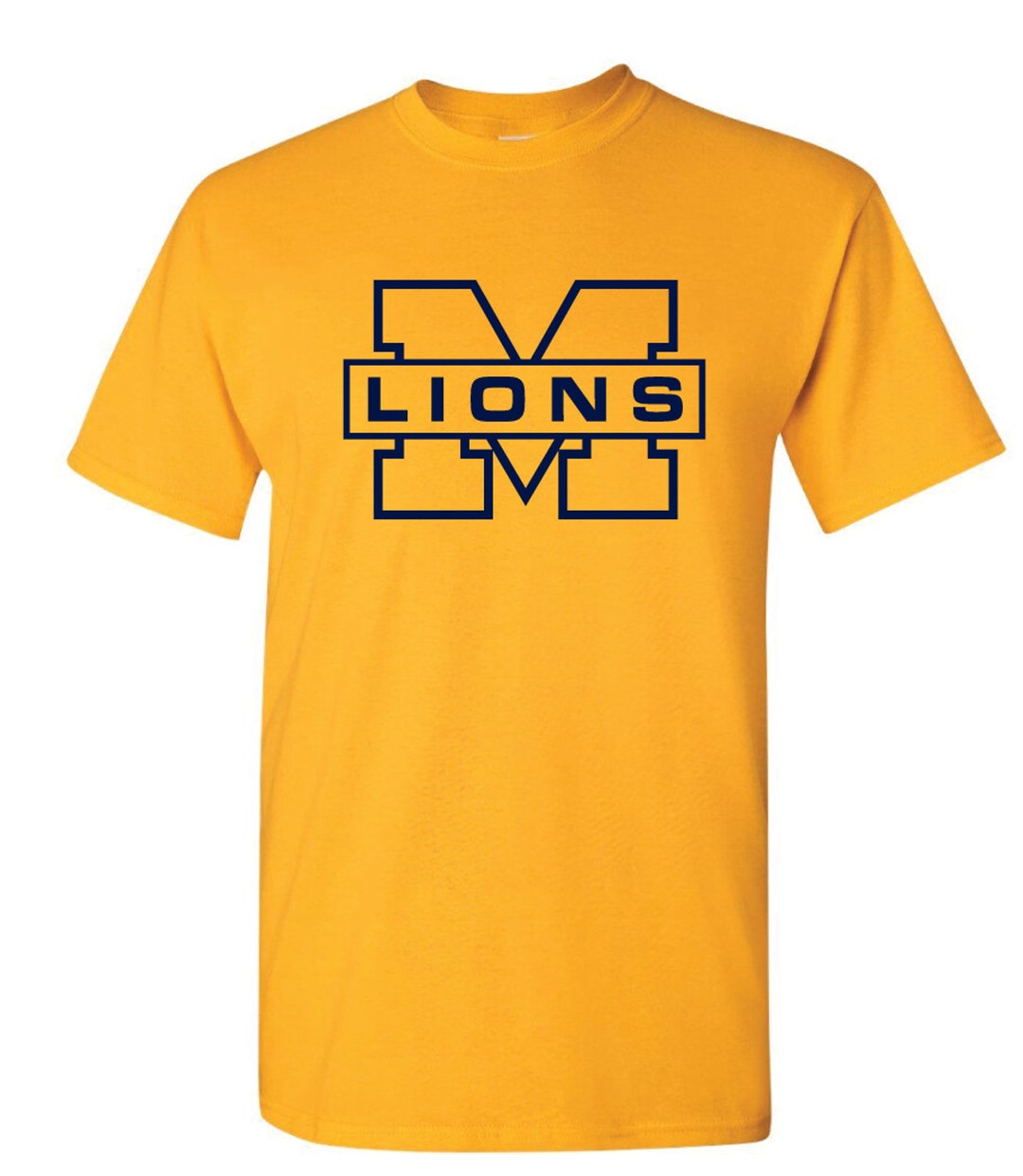 Mckinney High School Lions Big M Bar Blue Ink M T-shirt ....short ...