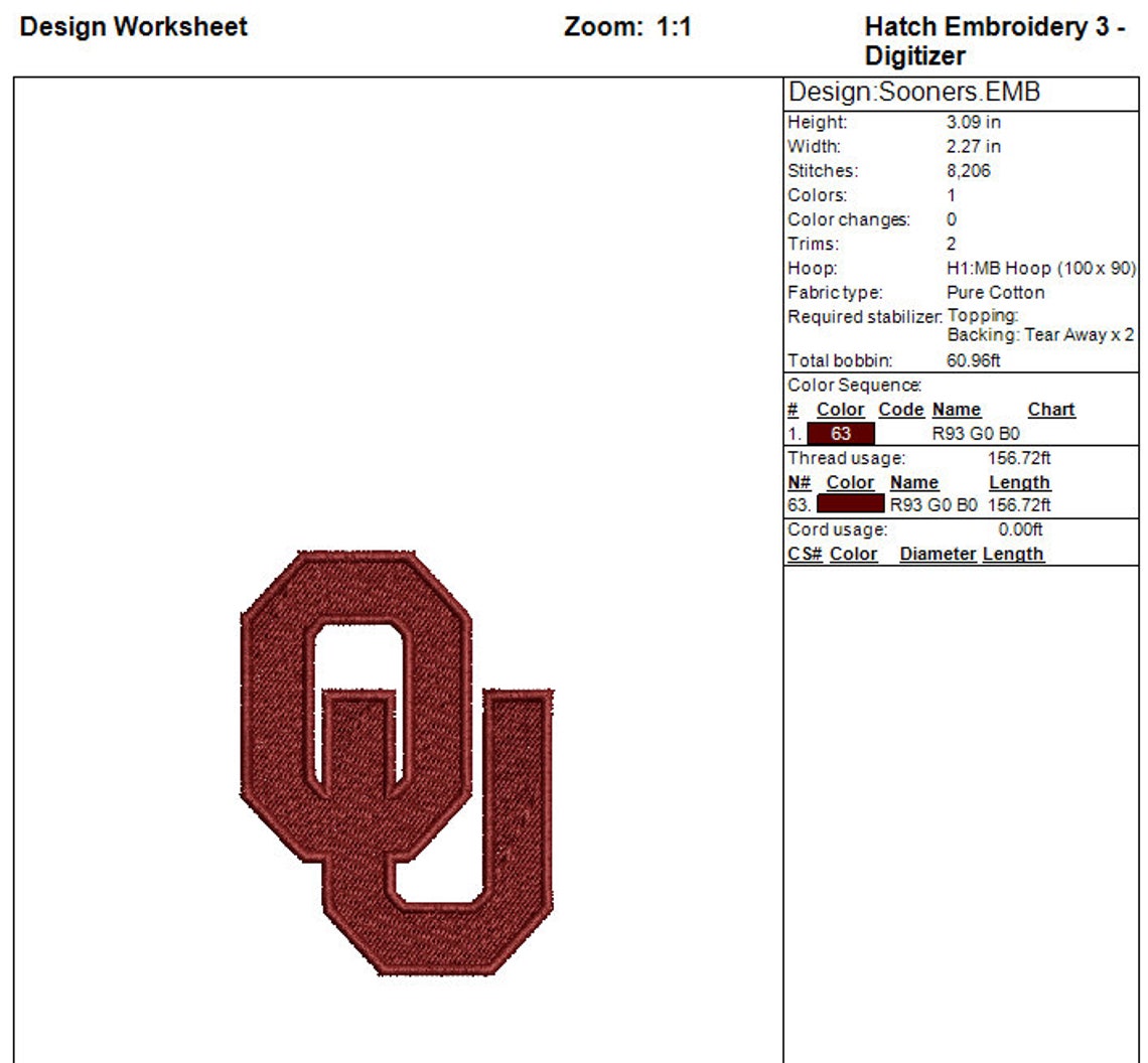 Oklahoma Sooners OU Logo Embroidery Digitizer File - Etsy