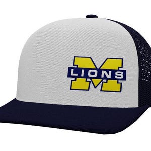 Mckinney High School Lions M Lions Offset Trucker Snapback Hat ---white ...
