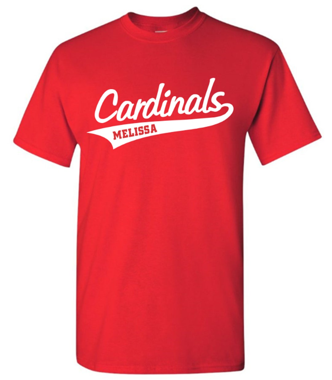 Melissa High School Cardinals Old School Script Cardinals T-shirt ....short or Long Sleeve ...