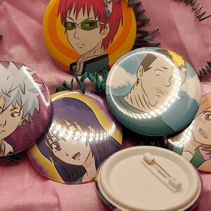 Saiki K Anime 2.25 Inch Pin Back Buttons WITH FREE STICKER - Etsy