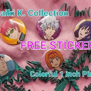 Saiki K. 1 Inch Anime Pin Back Buttons WITH FREE STICKER - Etsy