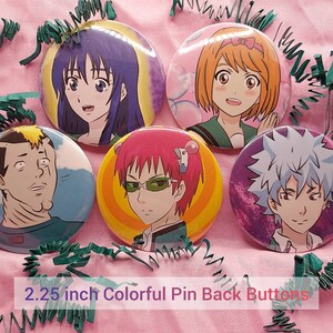 Saiki K Anime 2.25 Inch Pin Back Buttons WITH FREE STICKER - Etsy