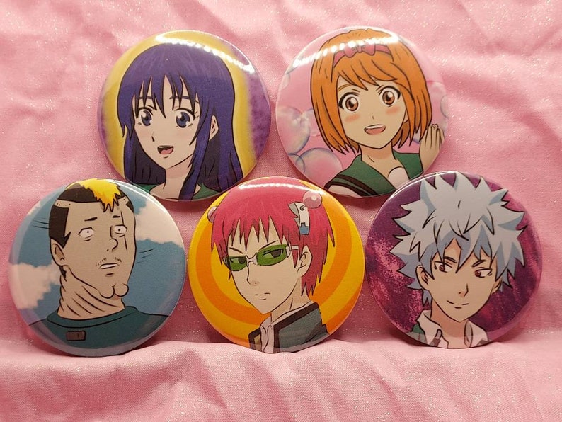 Saiki K Anime 2.25 Inch Pin Back Buttons | Etsy