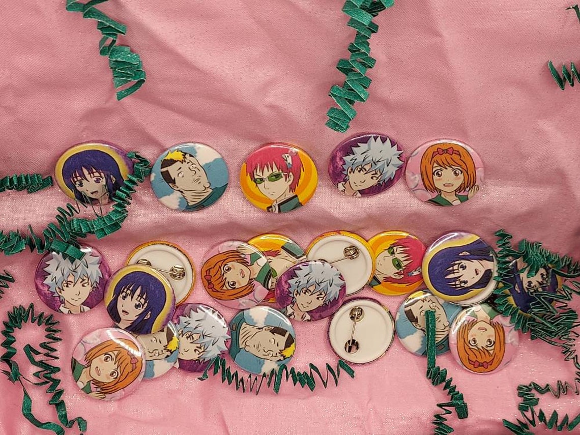 Saiki K. 1 Inch Anime Pin Back Buttons WITH FREE STICKER - Etsy