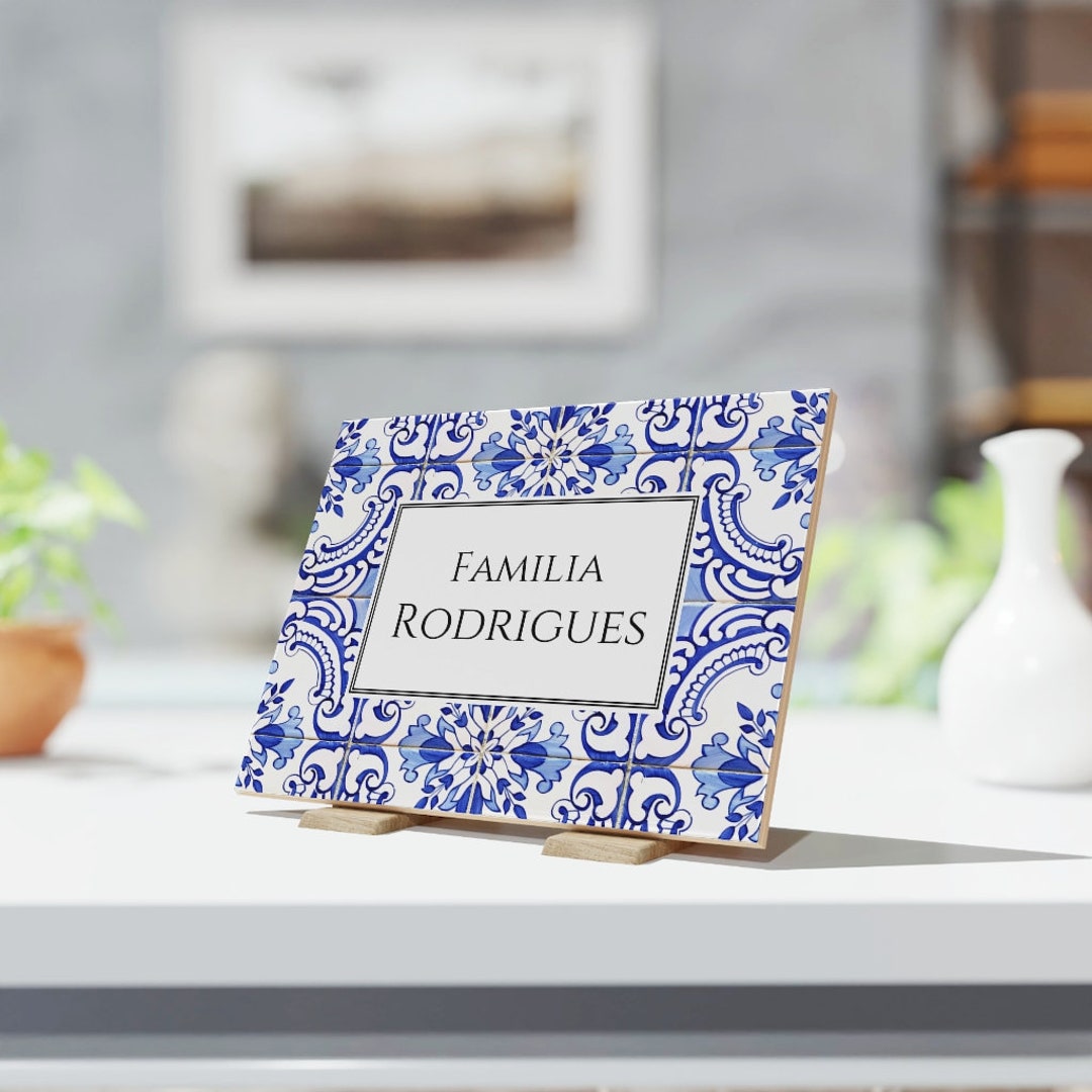 Personalized Portuguese Tile Family Sign: Blue Azulejo Ceramic Art - Etsy