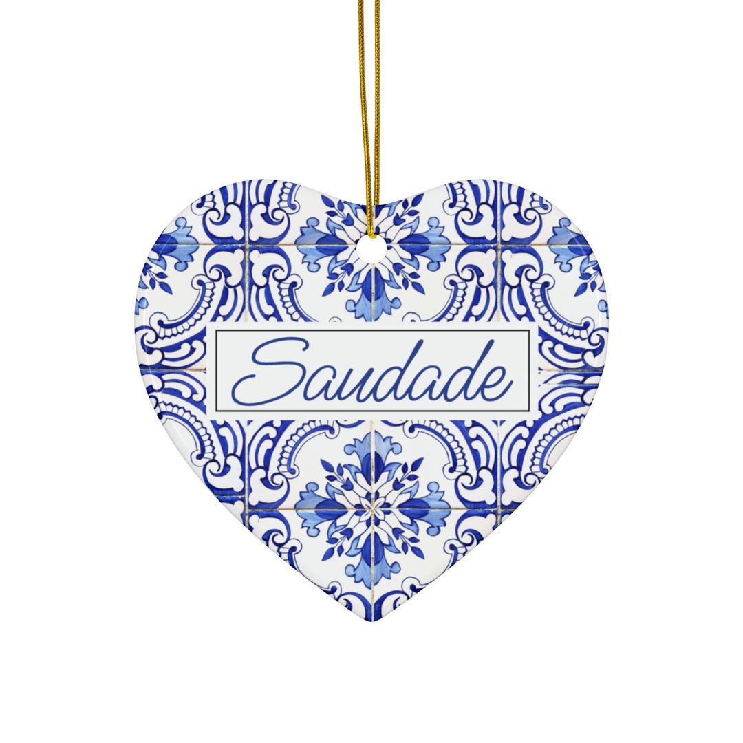 Saudade Luisette Blue Tile Heart-shaped Ornament - Etsy