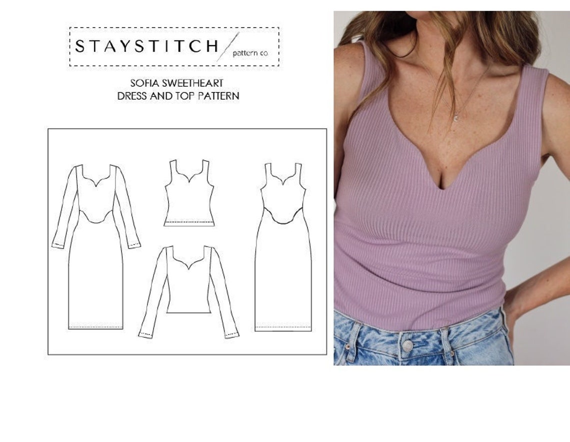 Sofia Sweetheart Knit Dress and Top Sewing Pattern - Etsy