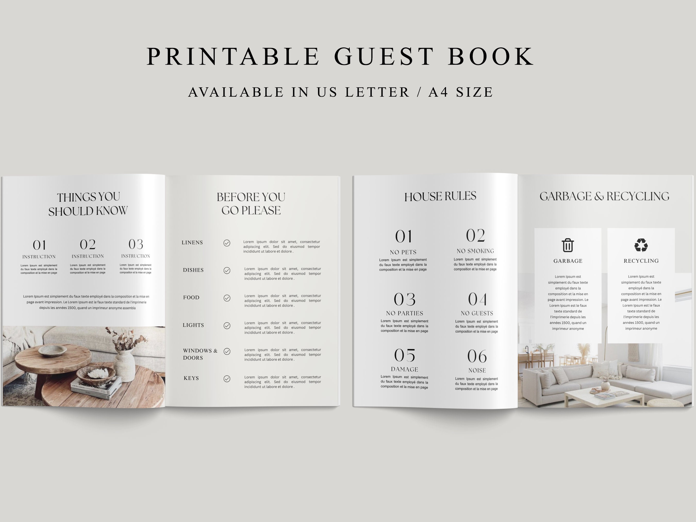 Modern Airbnb Welcome Book Template Printable Airbnb Guidebook Short ...
