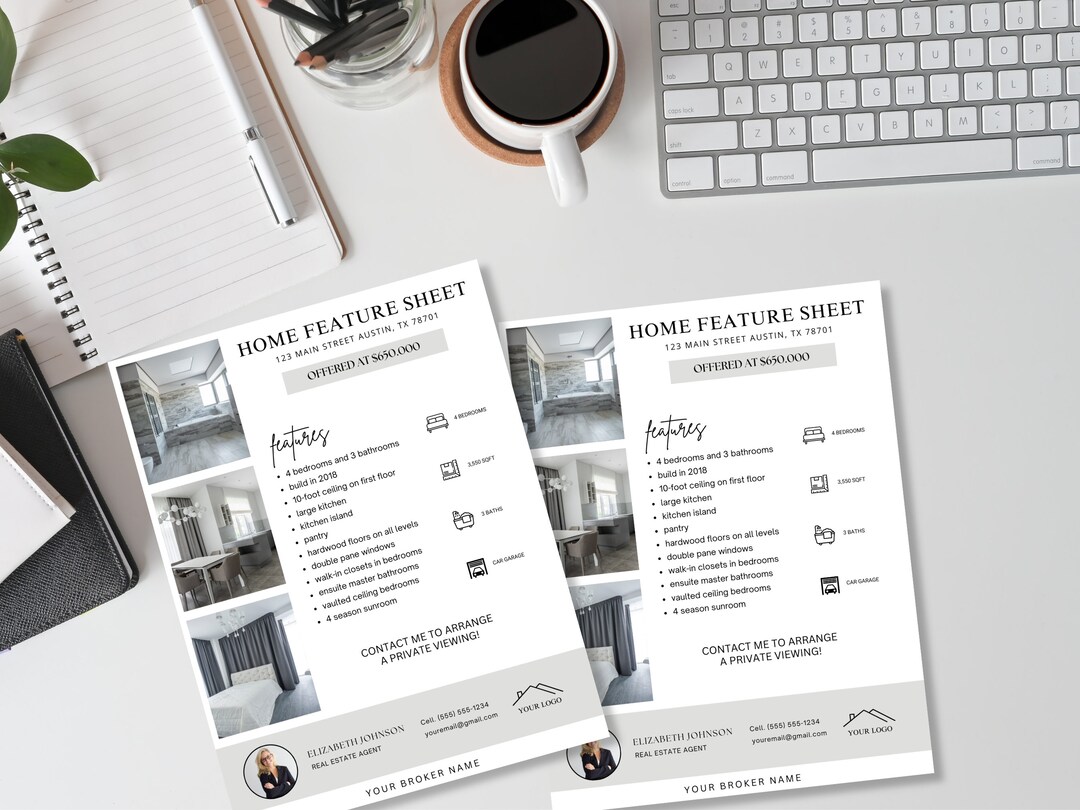 Elegant Home Features Sheet, Real Estate Marketing, Realtor Marketing ...