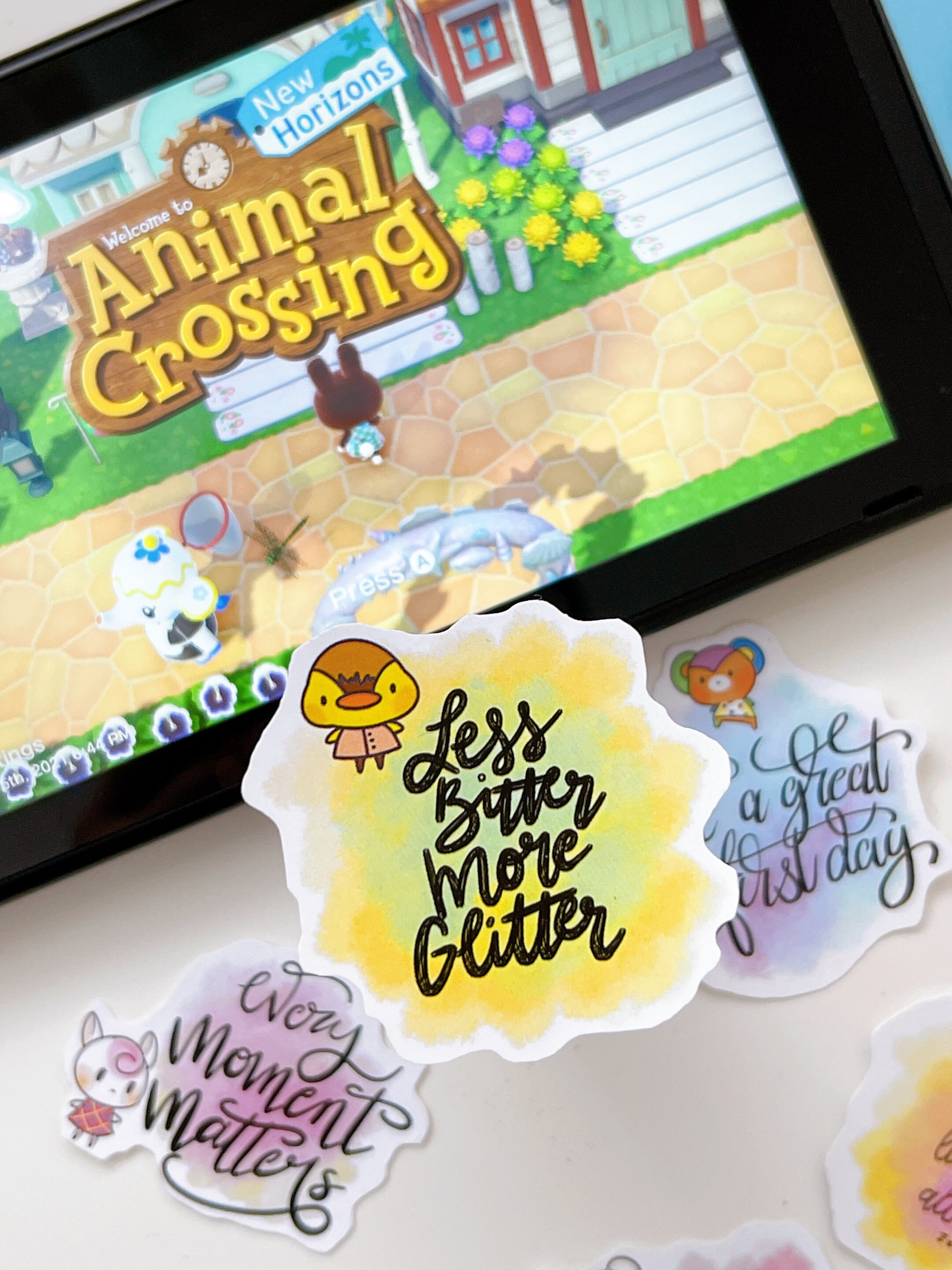 ACNH Inspired Hand Lettering Sticker Set set of 6 With Gift Packaging ...