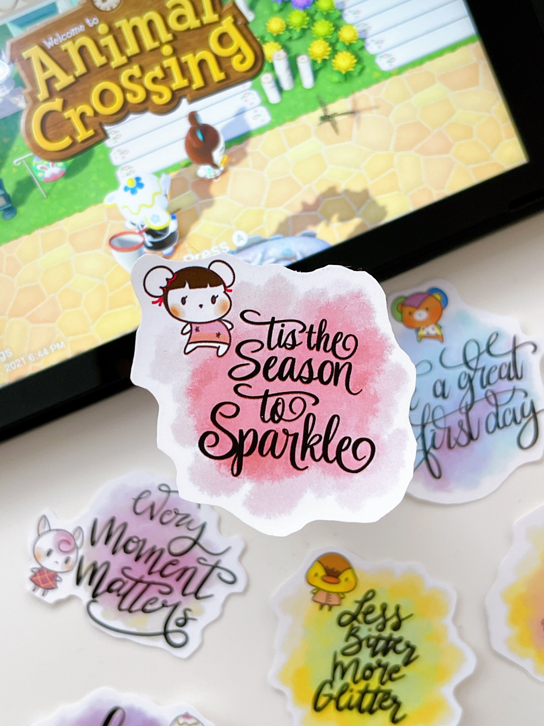 ACNH Inspired Hand Lettering Sticker Set set of 6 With Gift Packaging ...